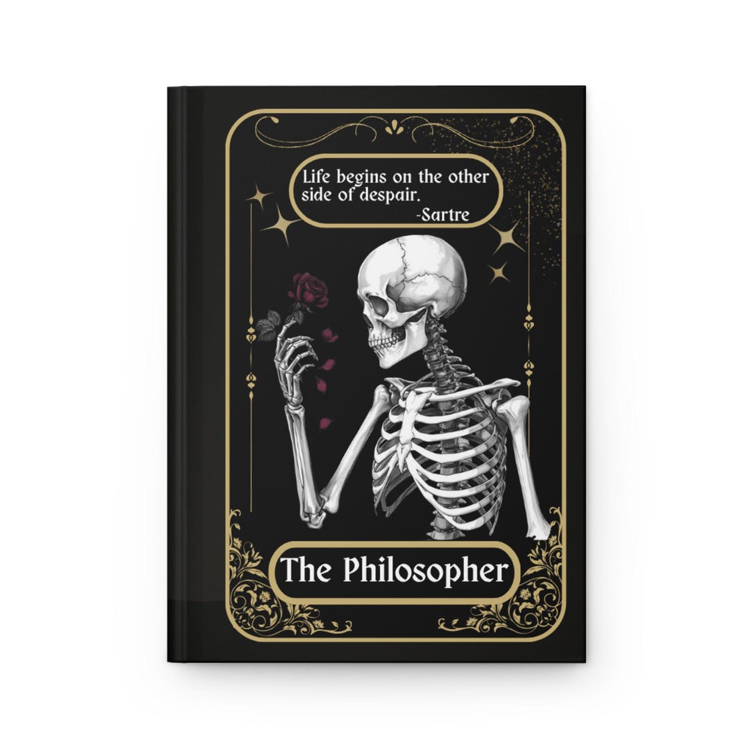 Hardcover Journal Matte Tarot Card Design - Sartre "life Begins on the ...