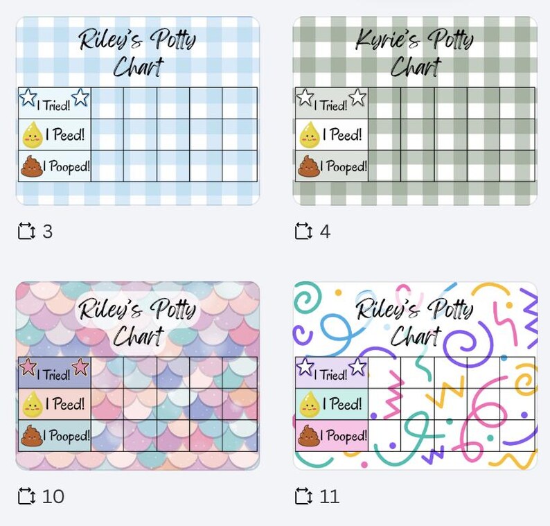 Personalized Potty Training Chart W/velcro Bits - Waterproof - Etsy