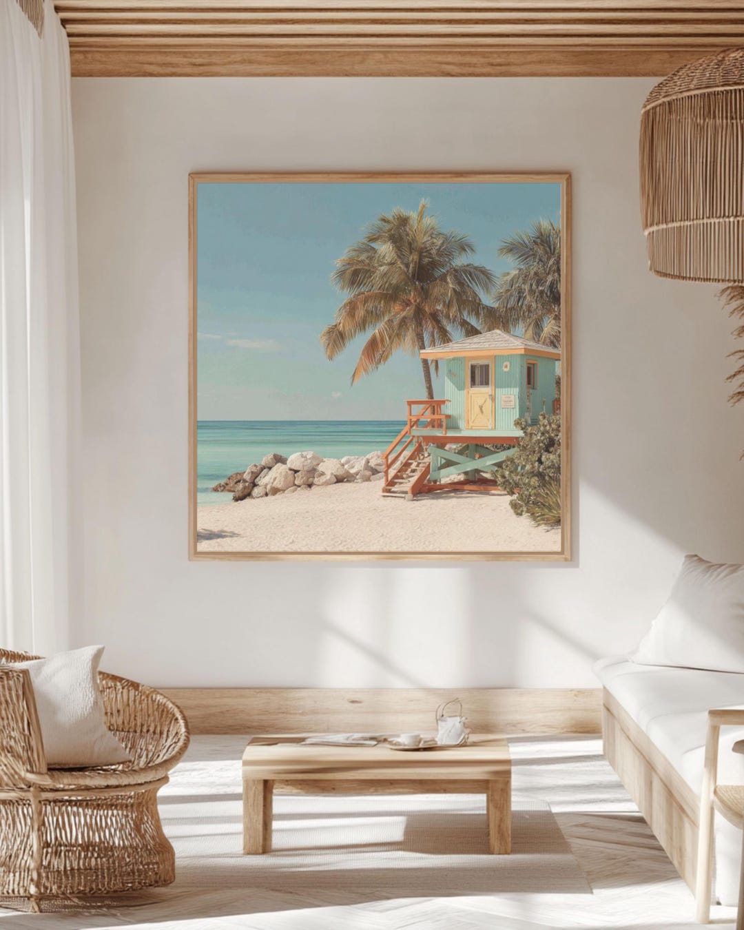 Pastel Miami Beach Photo: Palm Trees & Lifeguard Tower Coastal Art - Etsy