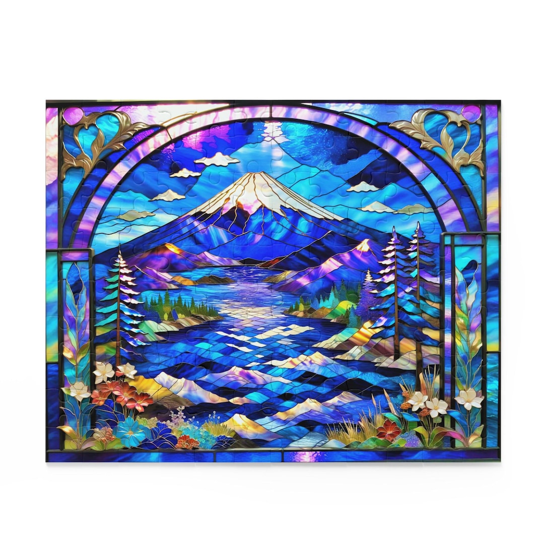 Stained Glass Mount Fuji Puzzle, Japanese Landscape Jigsaw, 120 252 500 ...