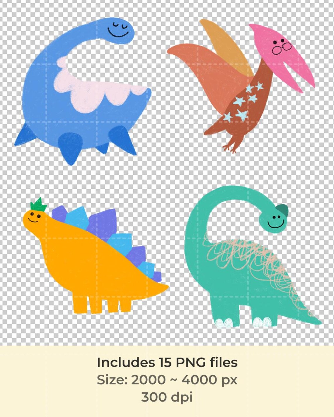 Dinosaur Clipart Bundle | 15 Dino PNG + 7 Bonus Images | Kids Planner ...