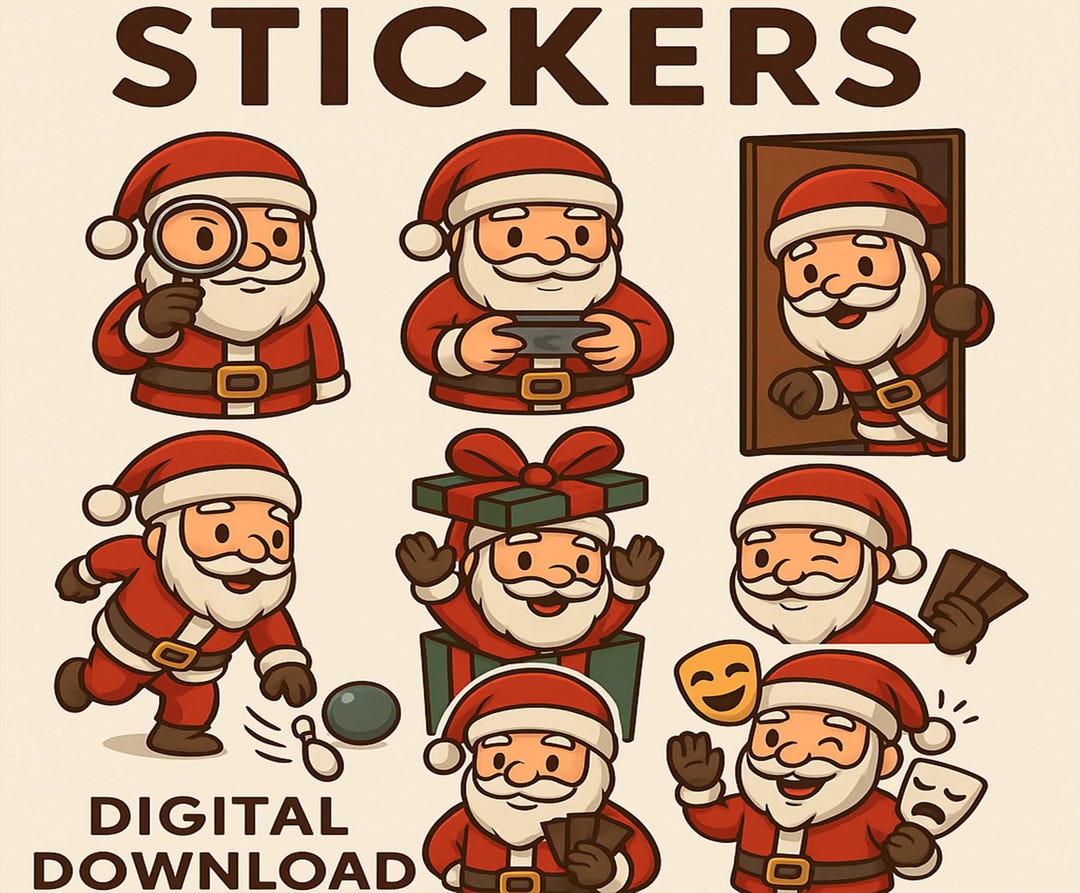 Santa Claus Digital Stickers | Christmas Clipart PNG | Instant Download ...