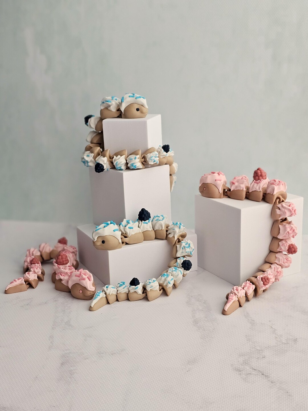 Cake Snake | Cute 3D Printed Flexi Snake | Dessert Themed Snake Toy ...