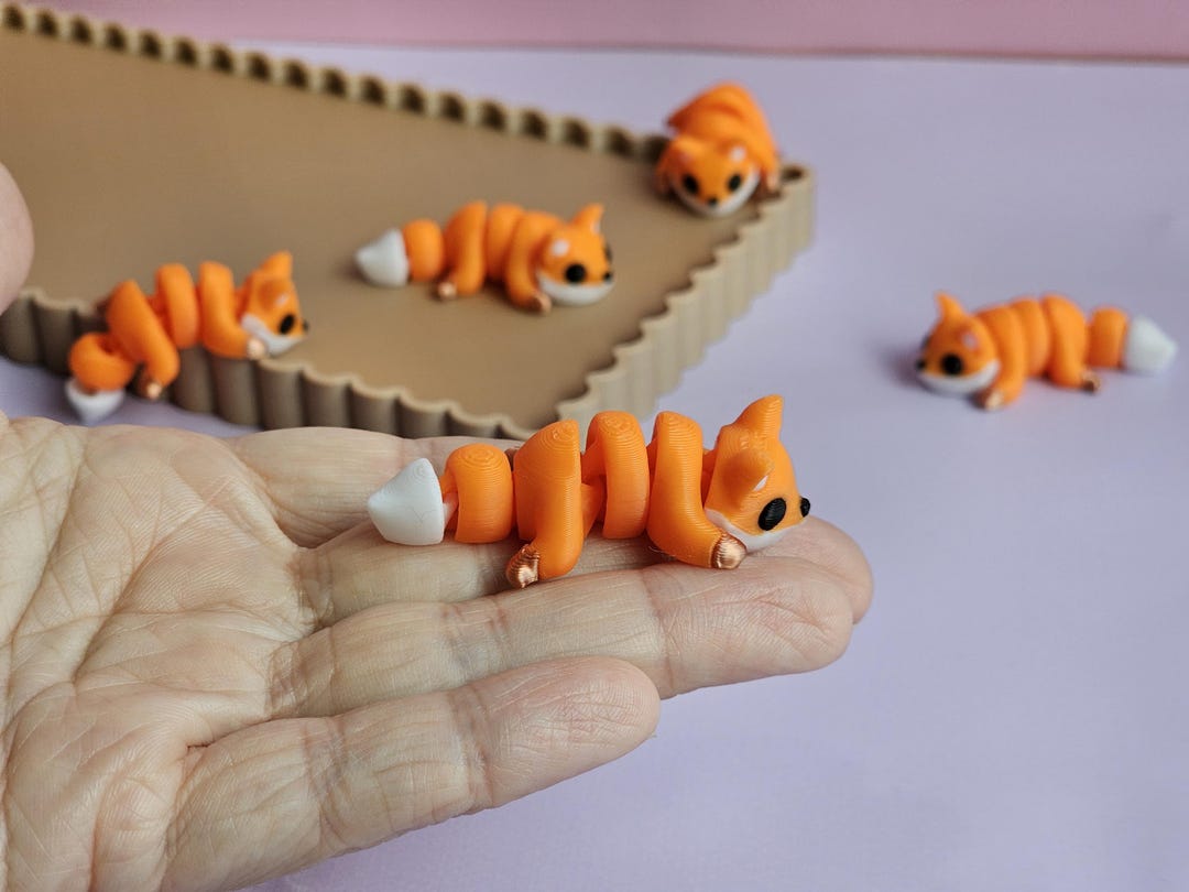 Mini Fox 3D Printed Figure | Orange 4cm | Book Nook Decor | Cute Fox ...