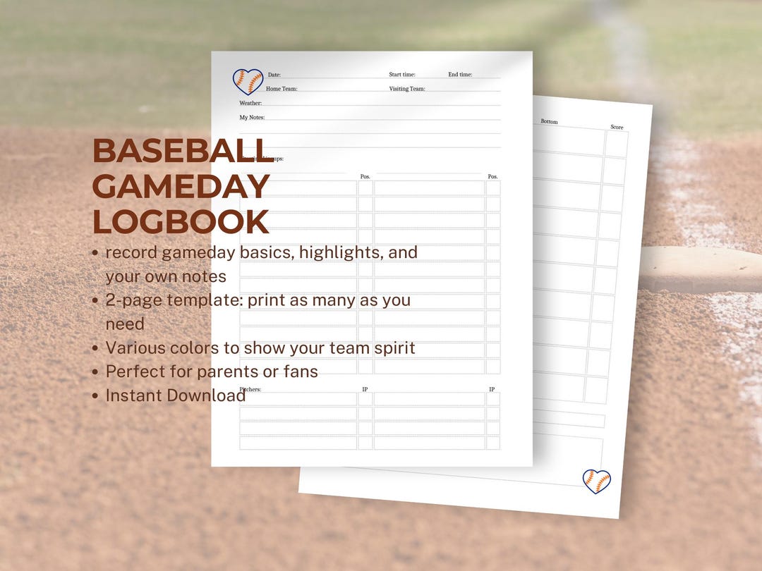 Baseball Gameday Logbook (red Heart) - Etsy