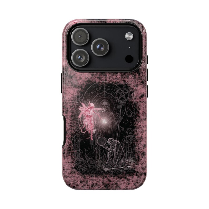 Pastel Goth Phone Case, Pink Grim Reaper iPhone 16 15 14 Pro Max Cover ...