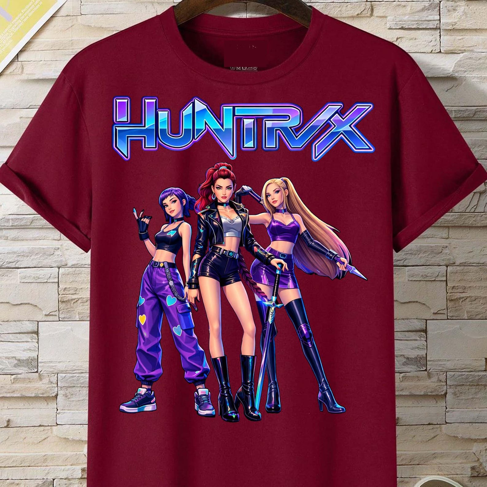 Huntrix Girl Group PNG – Neon K-pop Style Female Trio Digital Download ...