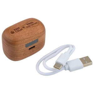 Engraved Cherry Wood Wireless Earbuds and Charger Case - Custom ...