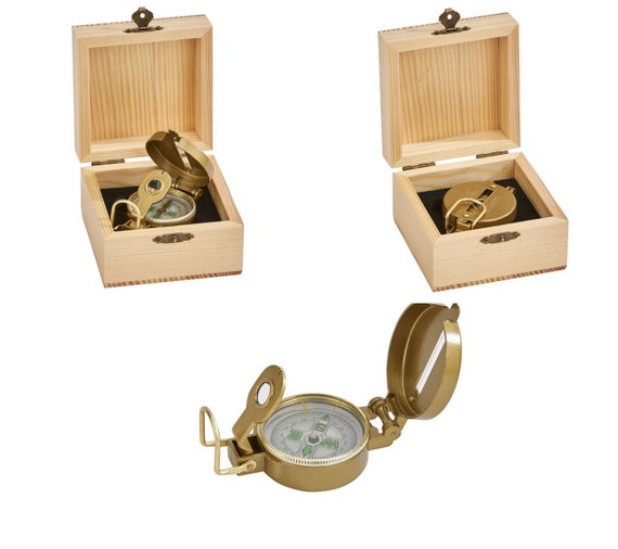 Laser Engraved Natural Wood Box With Compass Gift for - Etsy