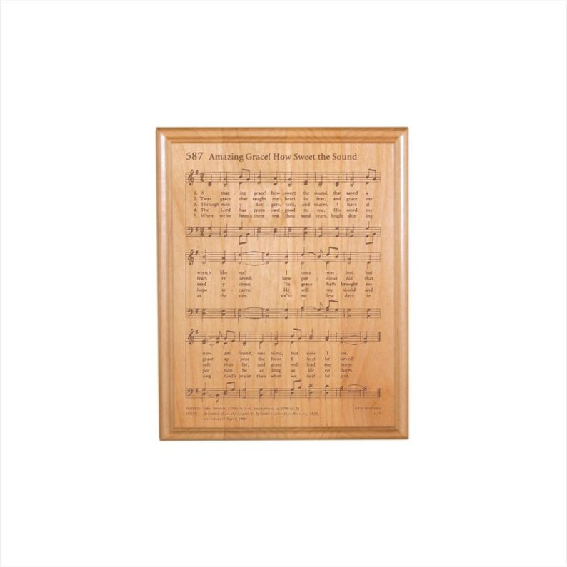 Amazing Grace Engraved Hymn Plaque Engraved Solid Alder Wood - Etsy