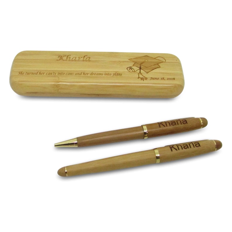 Personalized Graduation Wood Double Pen Set - Engraved Wood Pen ...