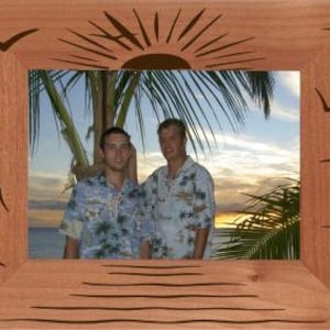 Personalized Beach Sunset Photo Frame - Engraved Wood Beach Picture ...