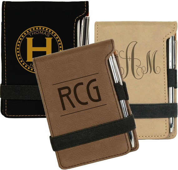 Personalized Faux Leather Notepad With Pen Laser Etched - Etsy