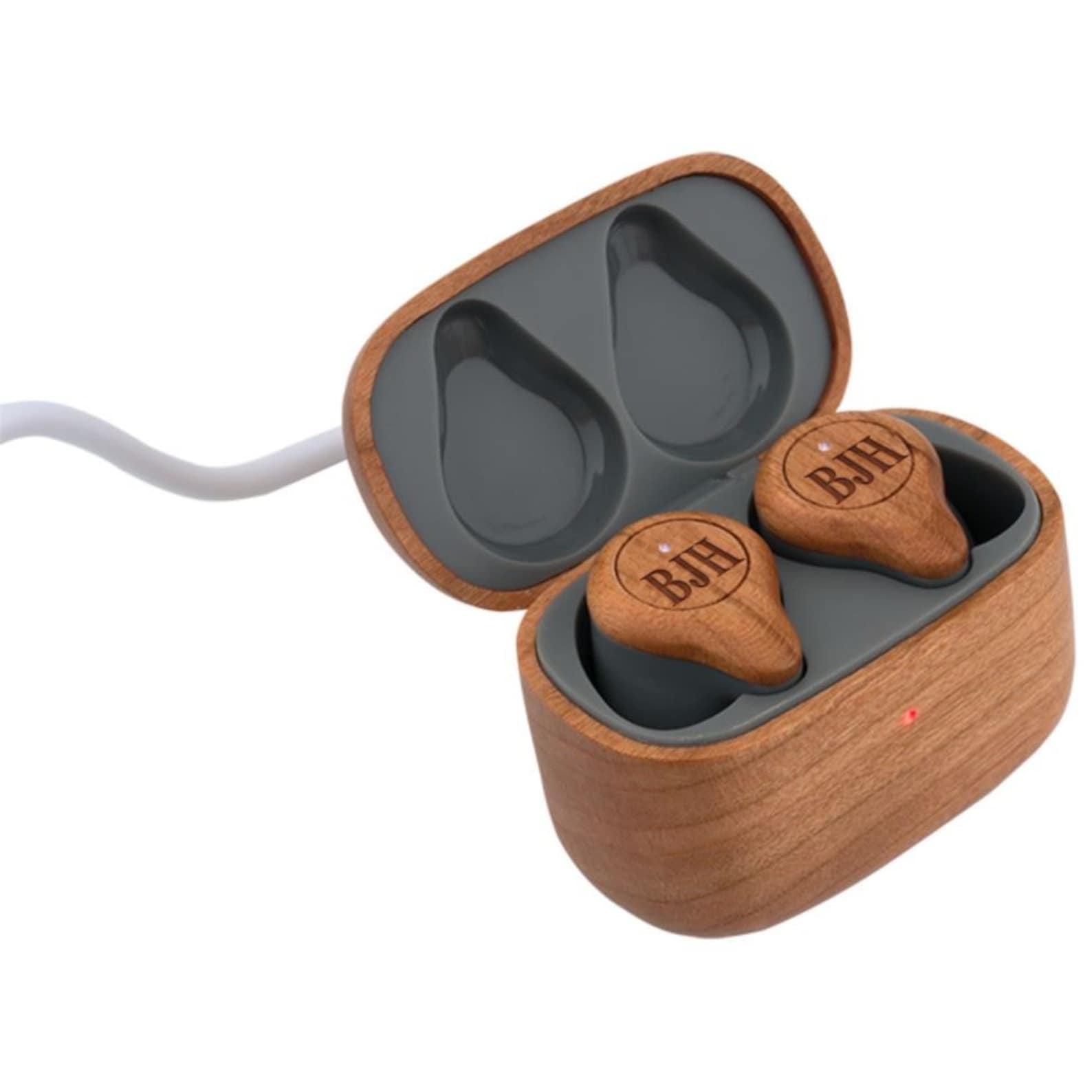 Engraved Cherry Wood Wireless Earbuds and Charger Case - Custom ...