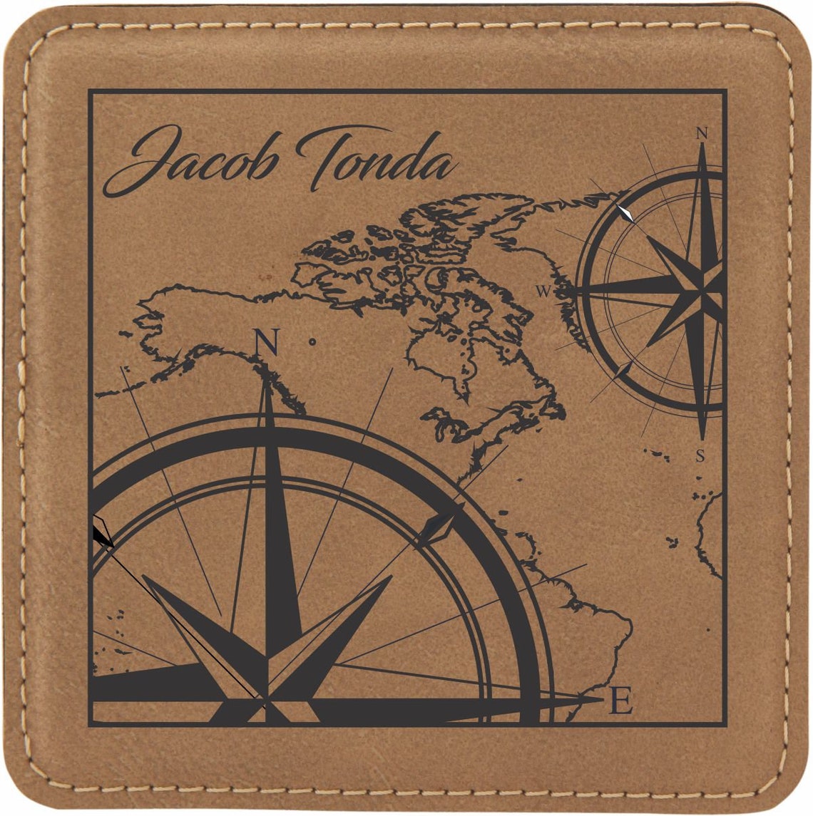 Personalized Map and Compass Coasters Choose Single or Set | Etsy