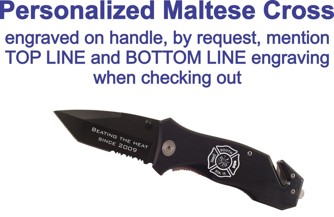 Personalized Black Firefighter Rescue Knife Customized - Etsy