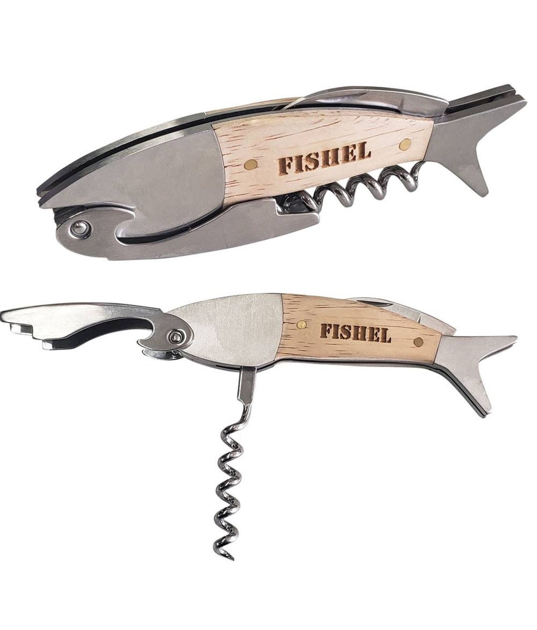 Custom Engraved Fish Corkscrew - Wood Corkscrew - Personalized ...