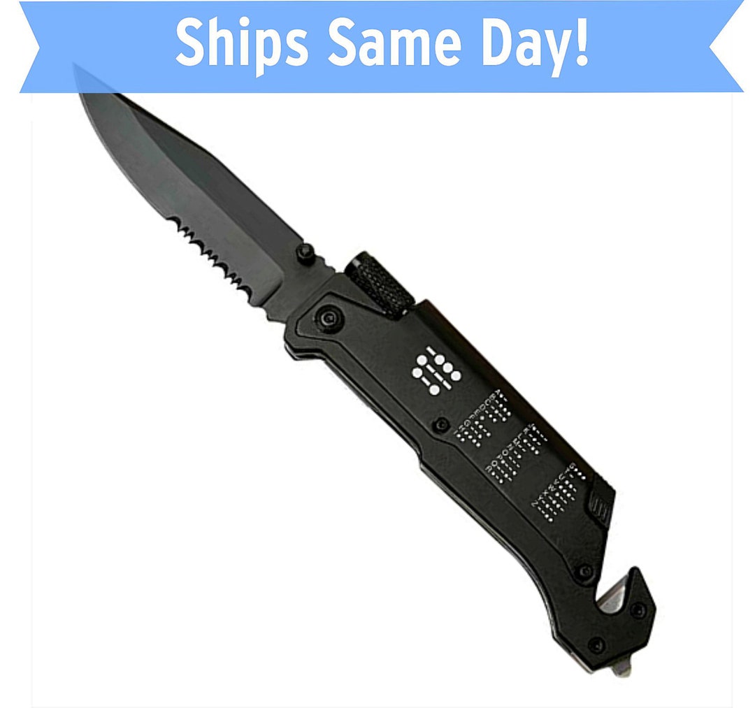 Engraved Morse Code Rescue Survival Knife - Morse Code Signal Reference ...