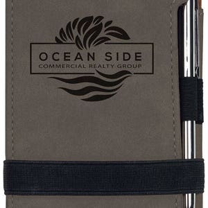 Personalized Faux Leather Notepad With Pen - Laser Etched Professional ...