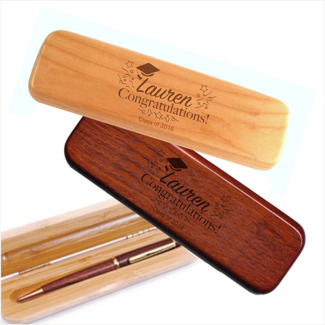 Personalized Graduation Wood Pen Set - Engraved Wood Pen Presentation ...