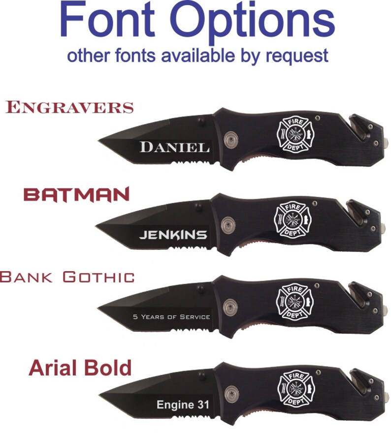 Personalized Black Firefighter Rescue Knife - Customized Maltese Cross ...