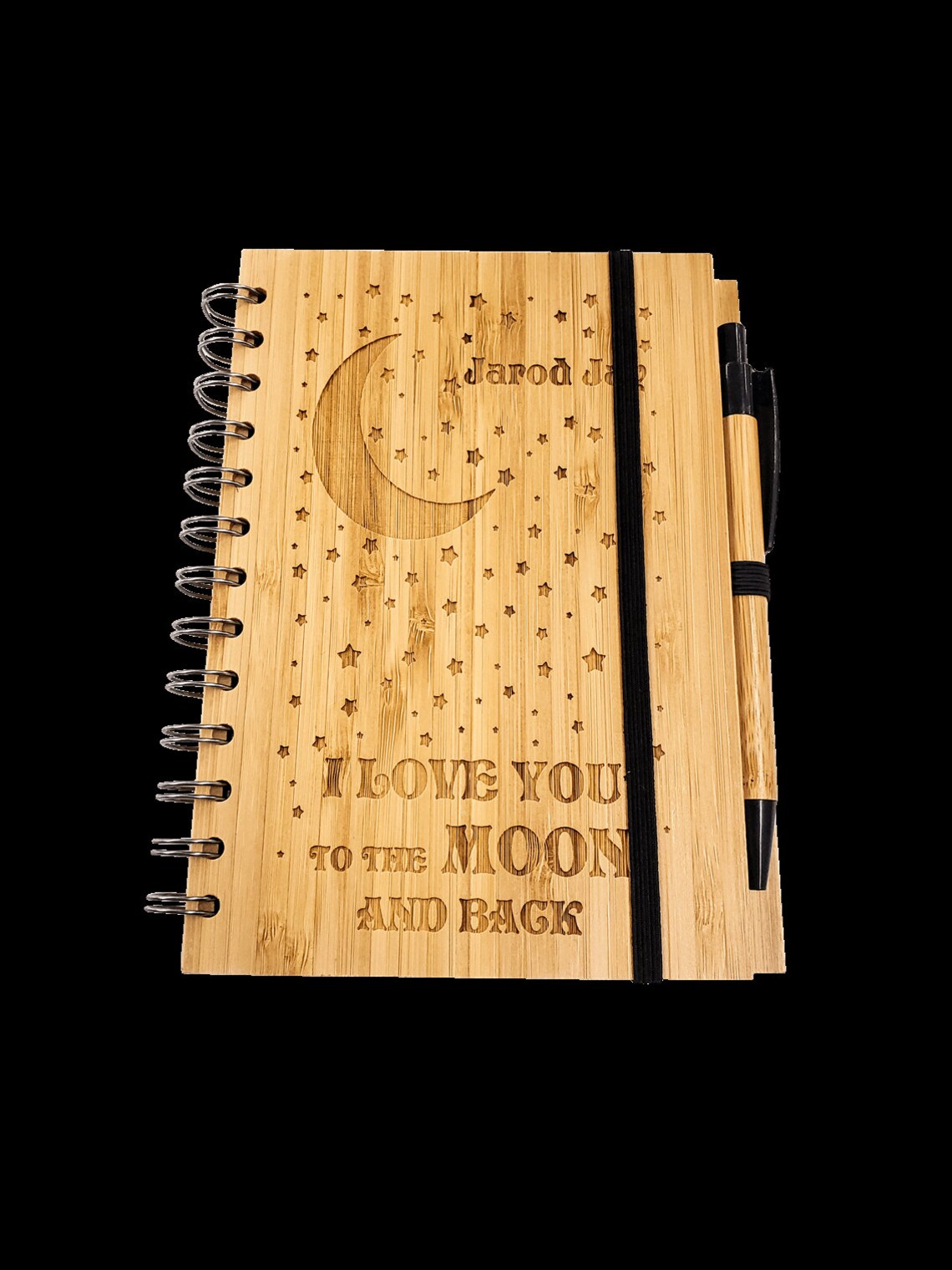 Custom Engraved Bamboo Notebook With Pen Personalized | Etsy