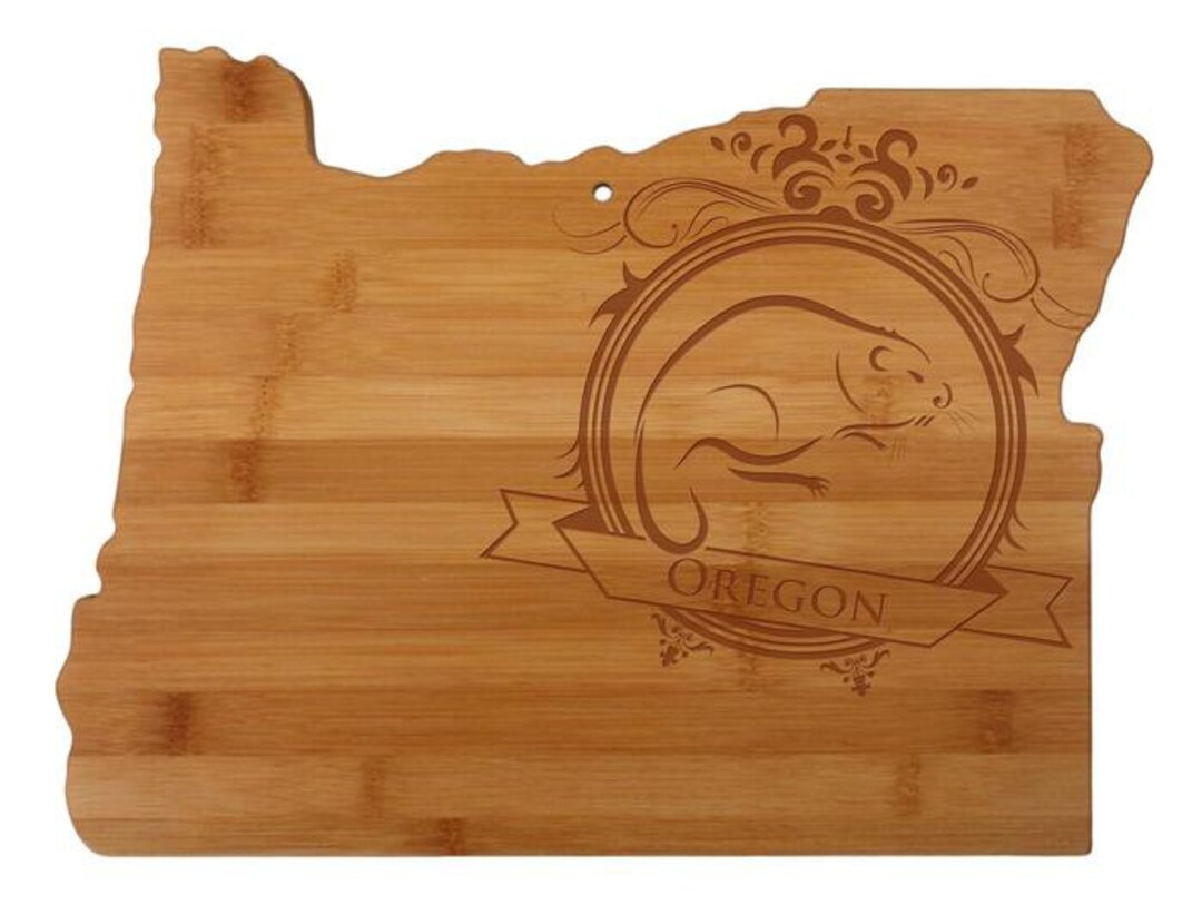 Personalized Oregon Cutting Board - Oregon Shaped Bamboo Cutting Board ...