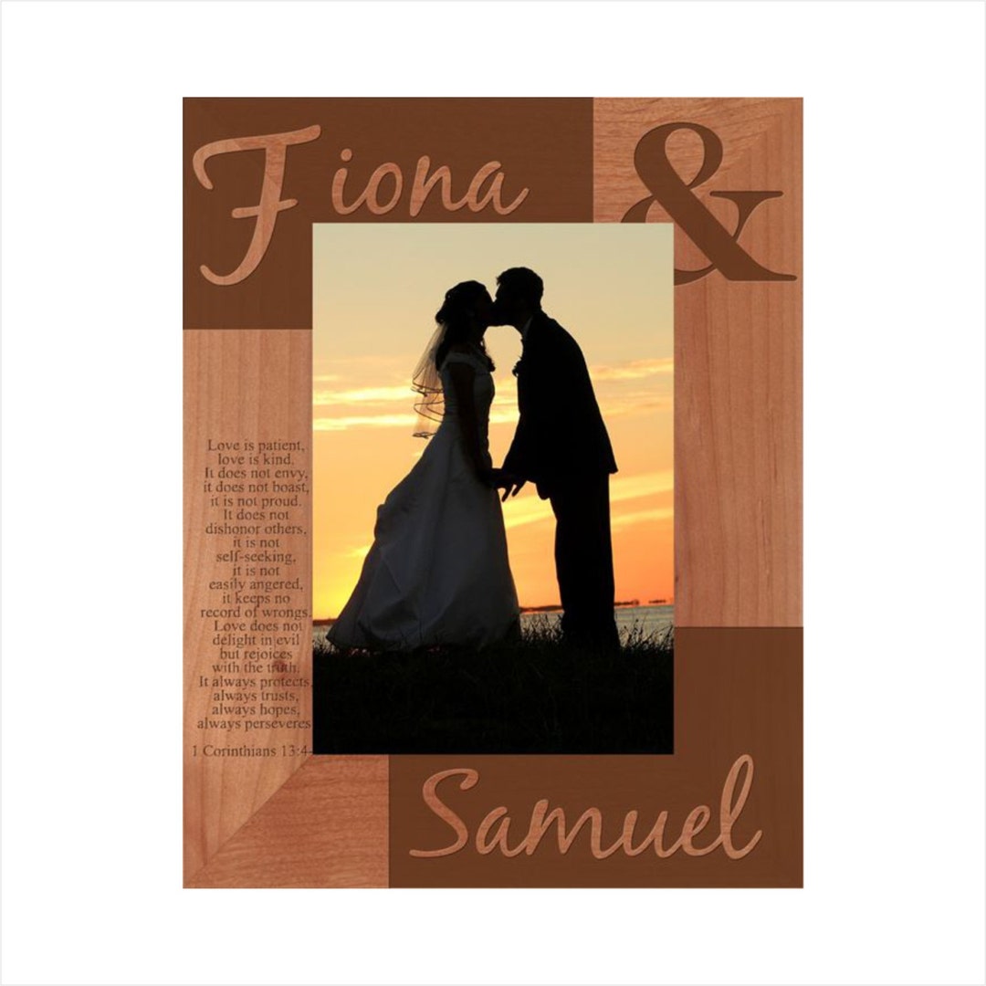 Personalized Couple's Photo Frame - Engraved Wood Wedding Picture Frame ...