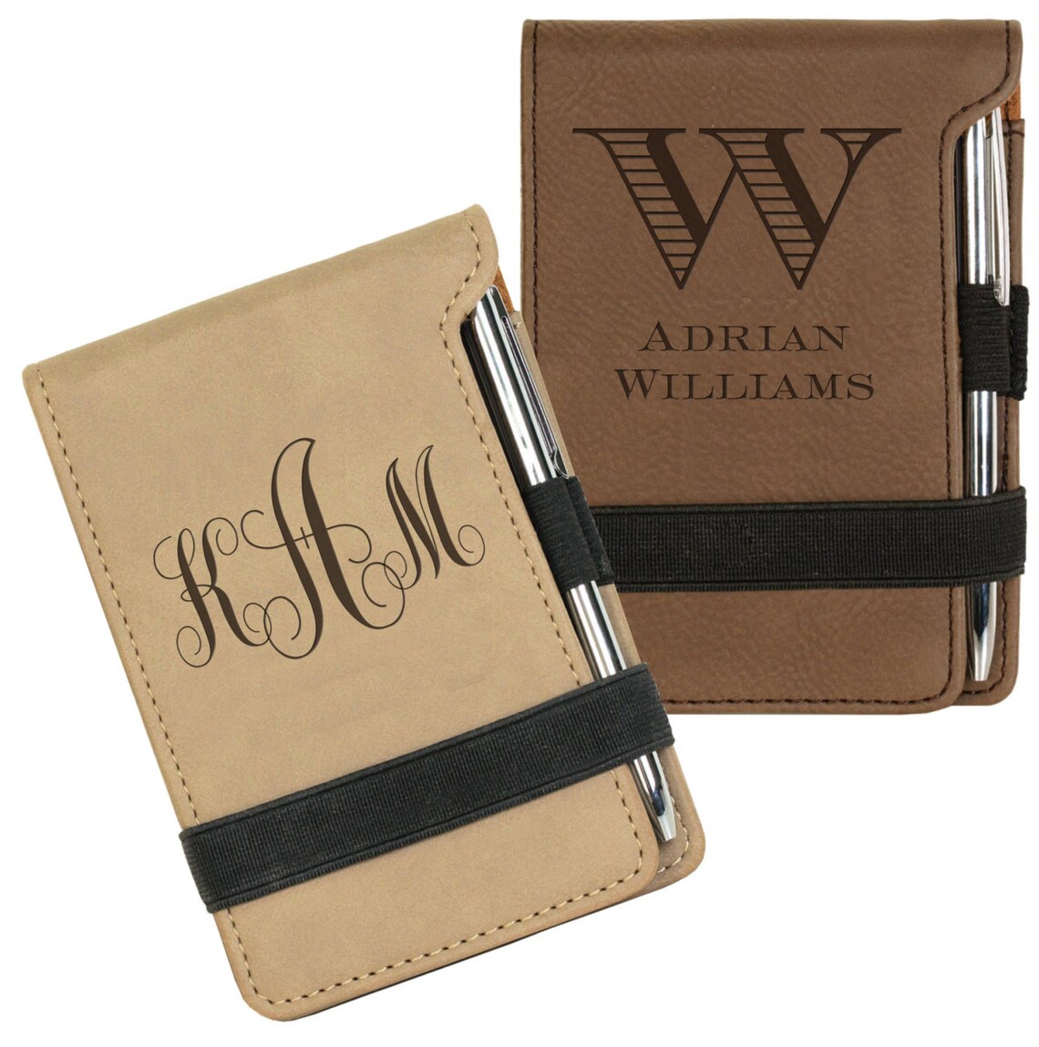 Personalized Faux Leather Notepad With Pen - Laser Etched Professional ...