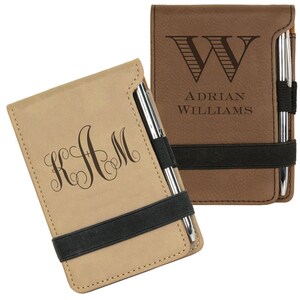 Personalized Faux Leather Notepad With Pen - Laser Etched Professional ...