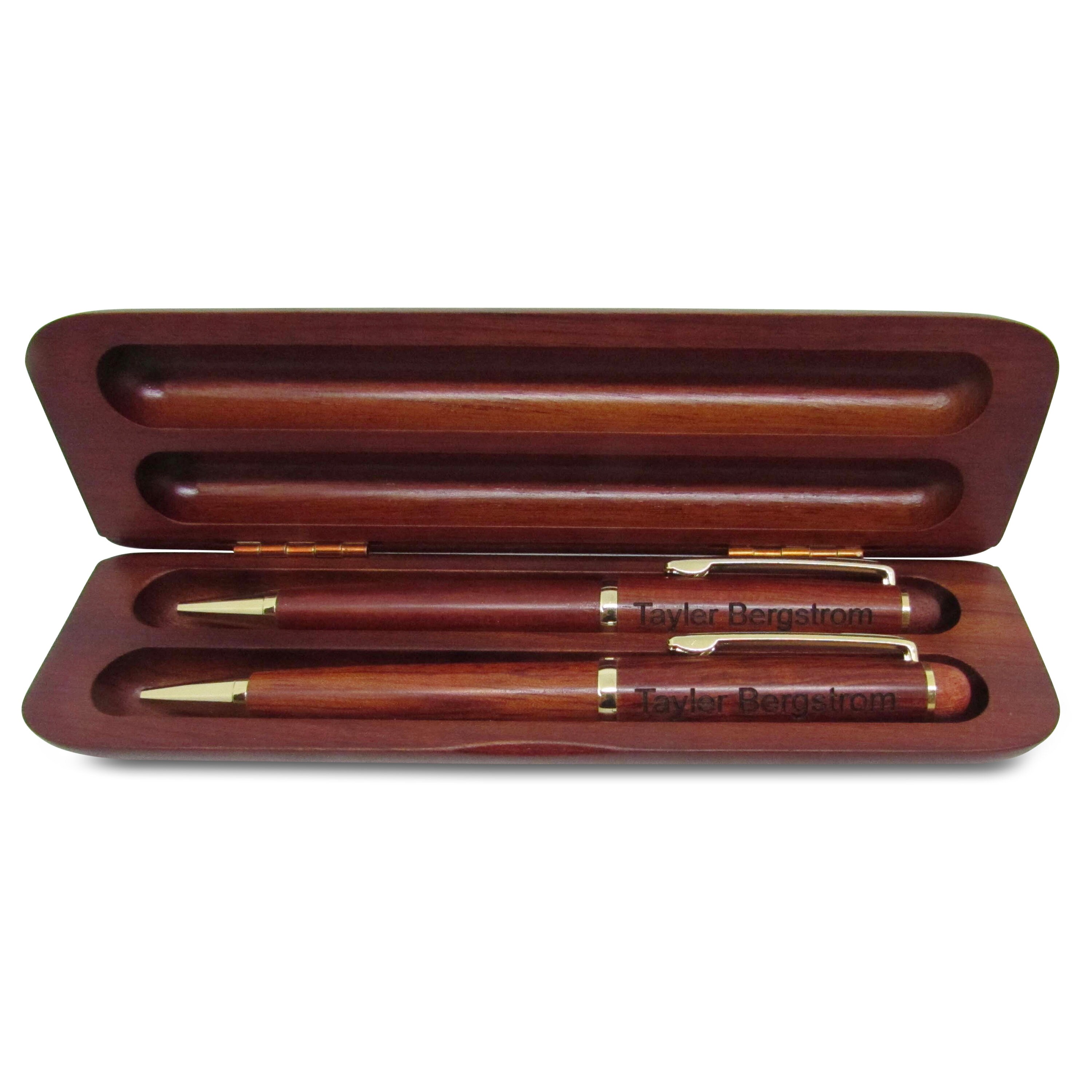 Personalized Wood Double Pen Set Engraved wood pen | Etsy