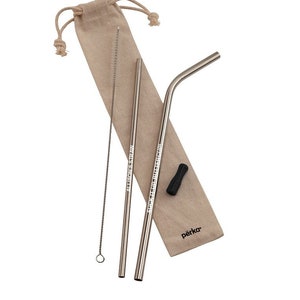 Engraved 5 Pc Stainless Steel Straw Set, 2 Customized Straws, Cleaning ...