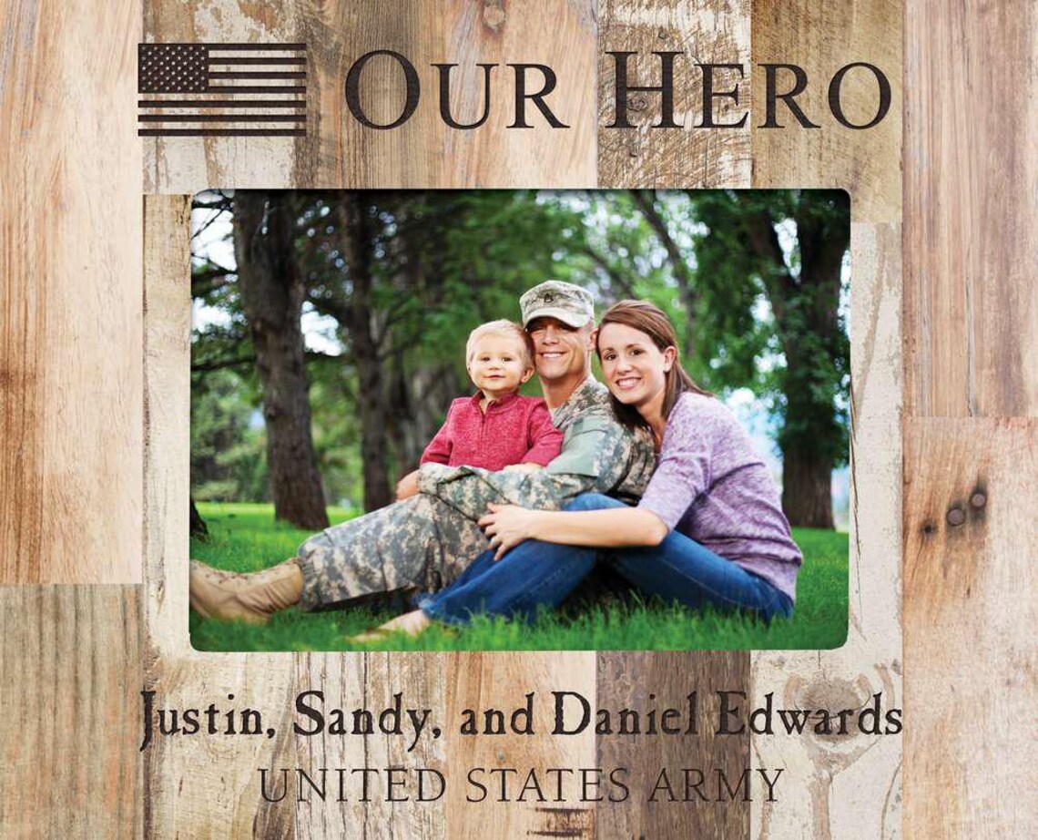 Personalized Military Photo Frame - Engraved USA Hero Picture Frame ...