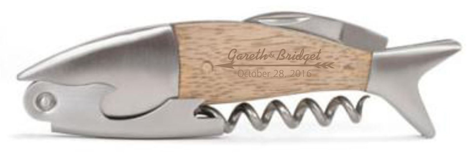 Custom Engraved Fish Corkscrew Wood Corkscrew Personalized - Etsy