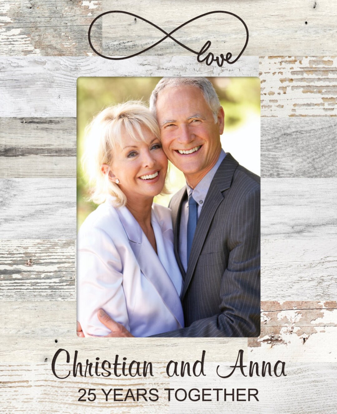 Personalized Anniversary Photo Frame - Engraved Wood Wedding Picture ...