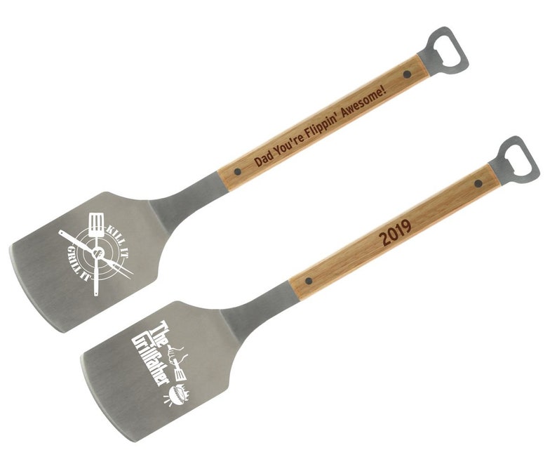 Custom Stainless Steel Spatula with Bottle Opener and Wood | Etsy