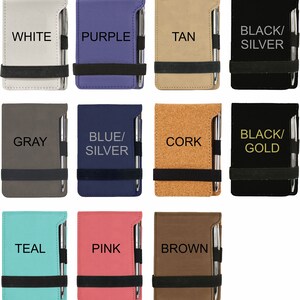 Personalized Faux Leather Notepad With Pen - Laser Etched Professional ...