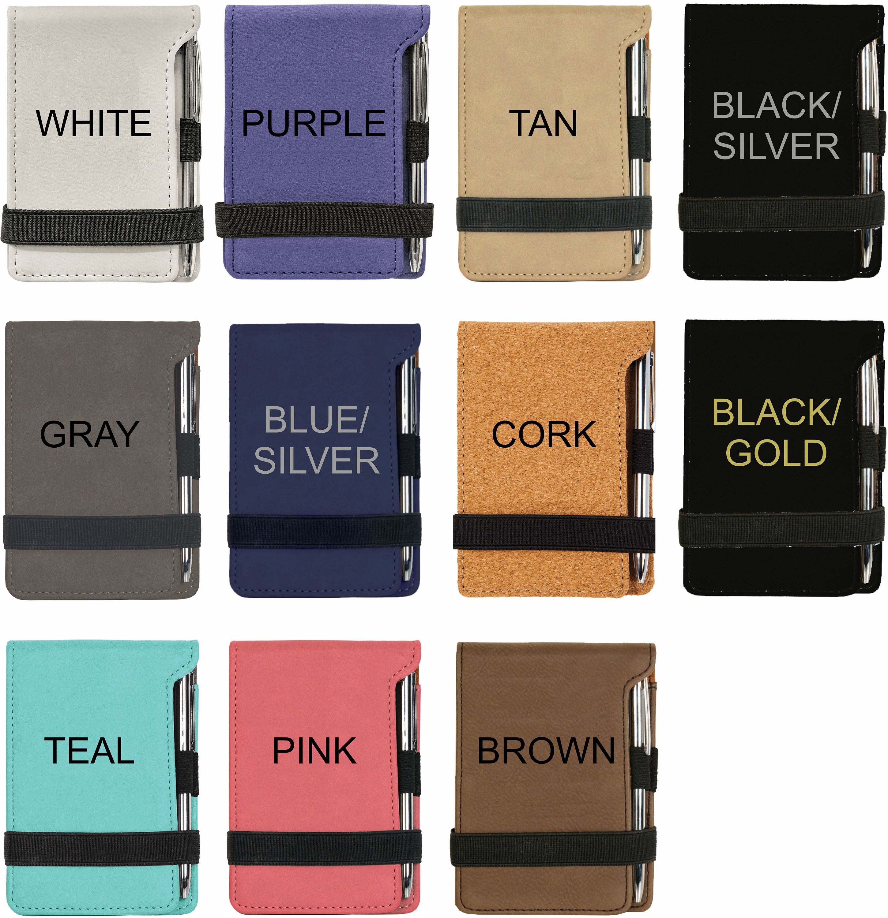 Personalized Faux Leather Notepad With Pen - Laser Etched Professional ...