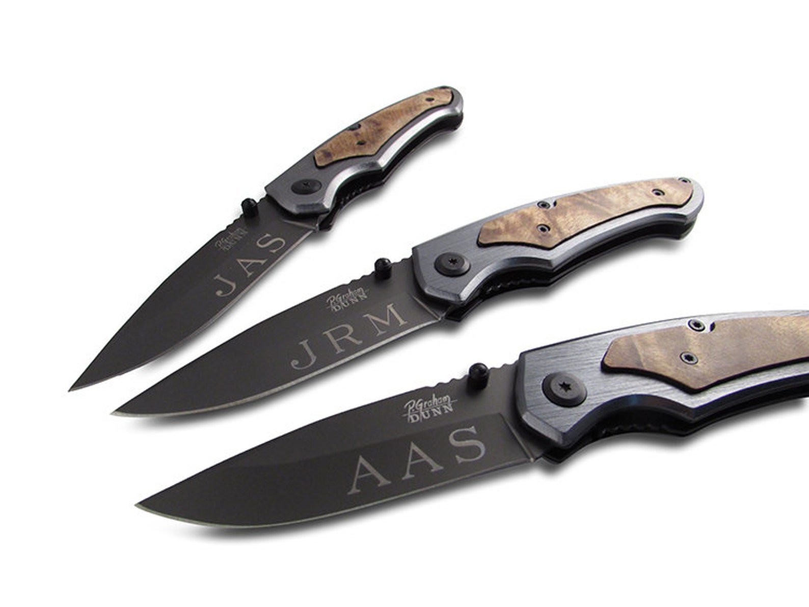 12 of Custom Engraved Gun Metal Wood Inlay Knife | Etsy