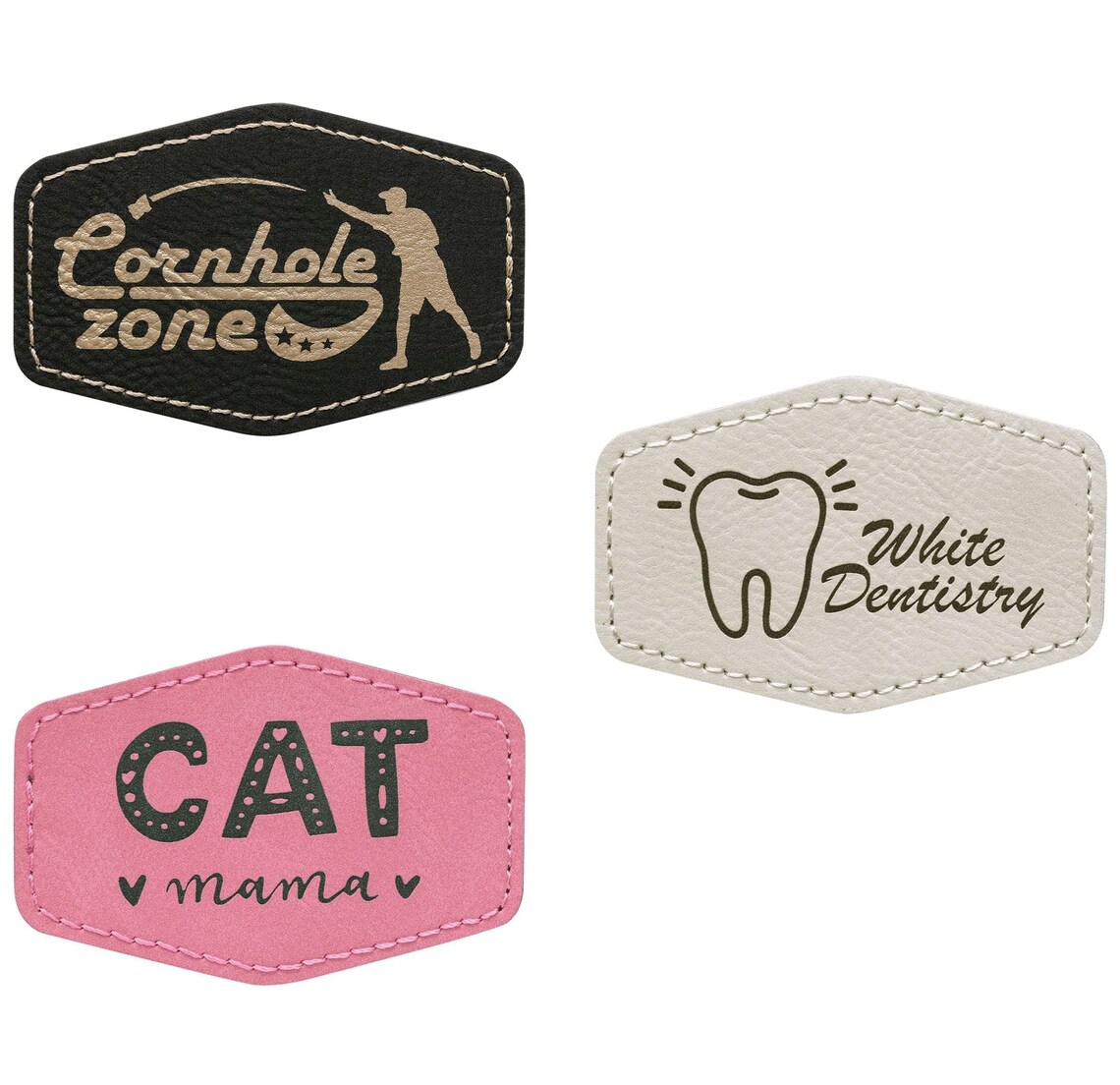 Personalized Faux Leather Hexagon Patch - Custom Shape Patches - Heat ...