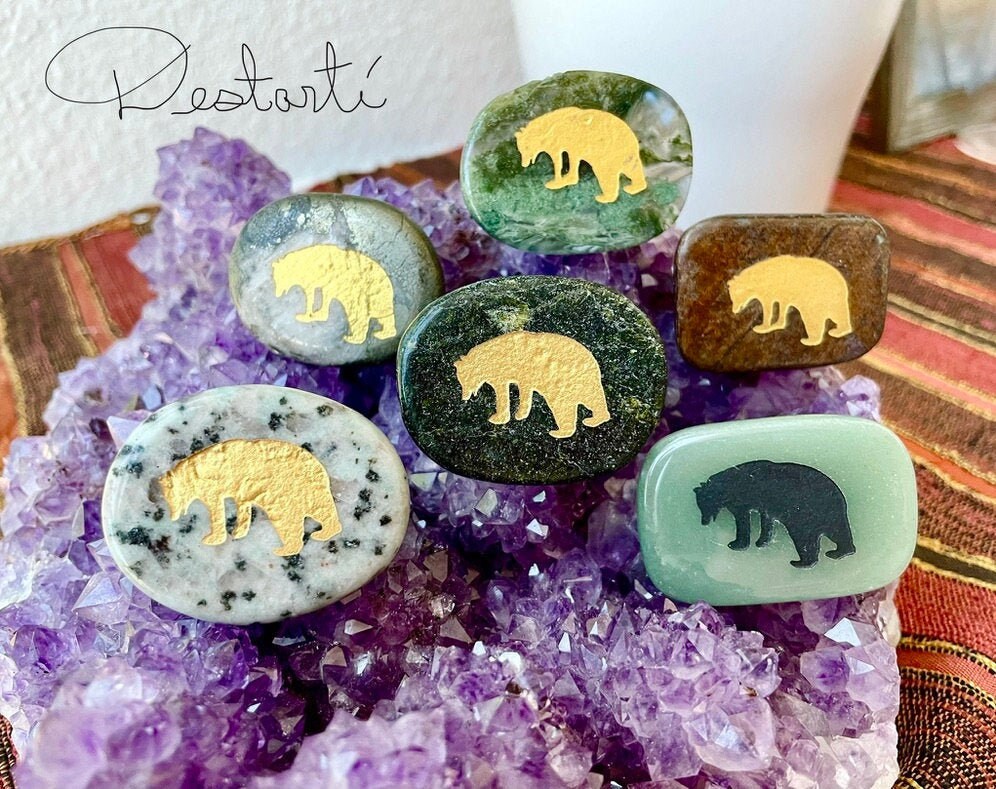 Bear Totem Animal Stones Comfort Stones Worry Stones Power | Etsy