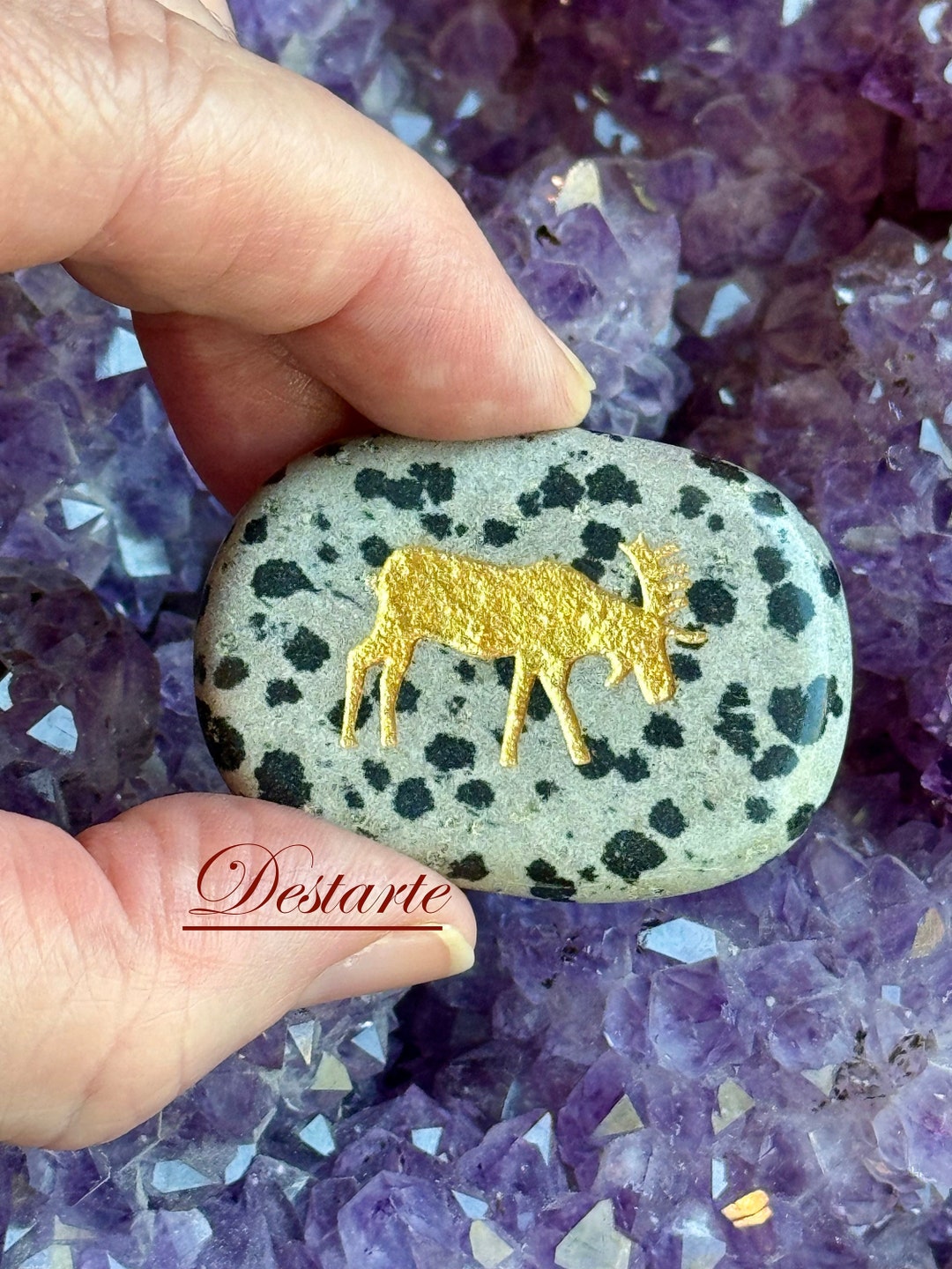 Moose Totem Stone: Engraved Worry Gemstone, Embossed Power Animal ...
