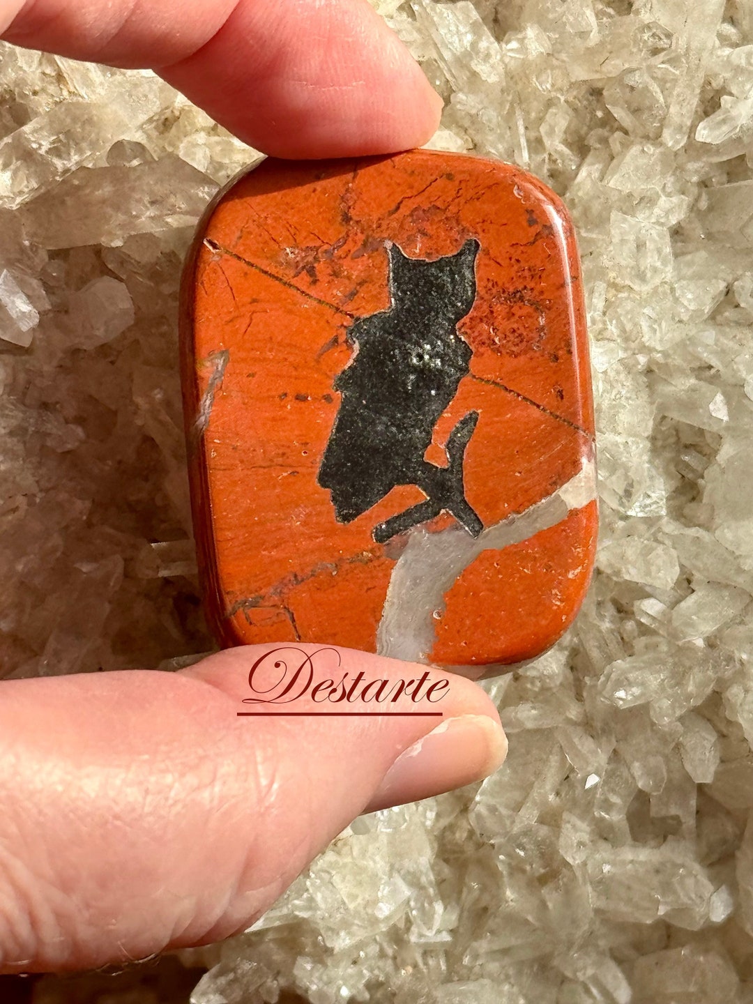 Owl Totem Stone: Engraved Gemstone Worry Stone, Embossed Power Animal ...