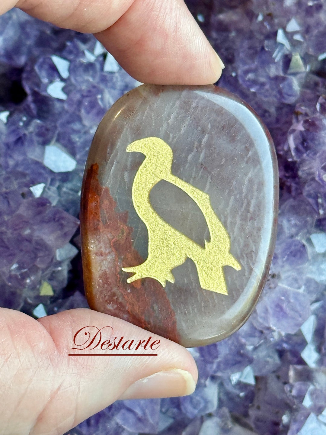 Hawk Totem Stone: Engraved Gemstone Worry Stone, Embossed Power Animal ...