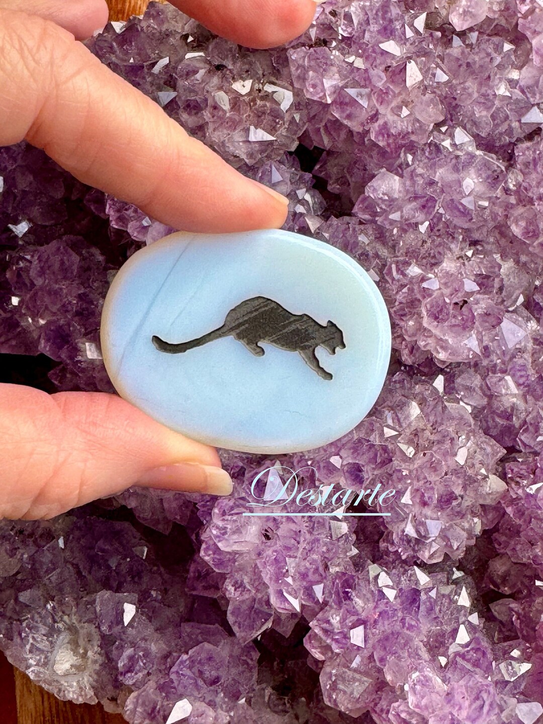 Cougar Totem Stone: Engraved Gemstone Worry Stone, Embossed Power ...