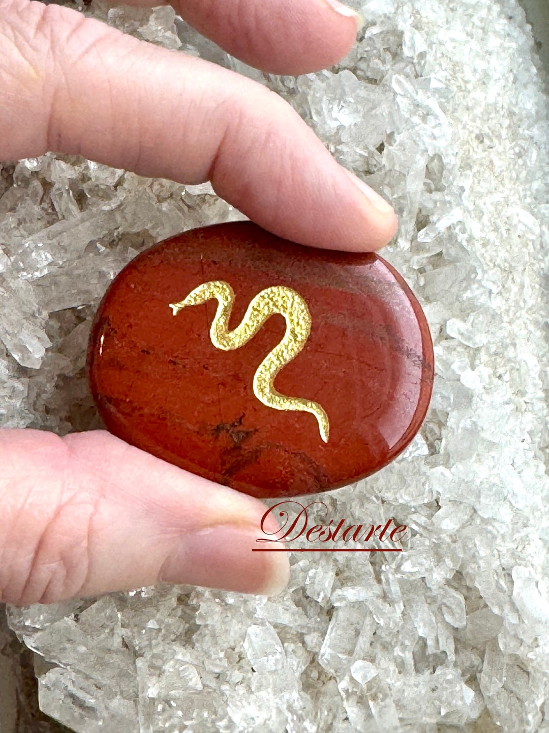 Snake Totem Stone: Engraved Worry Gemstone, Embossed Power Animal ...