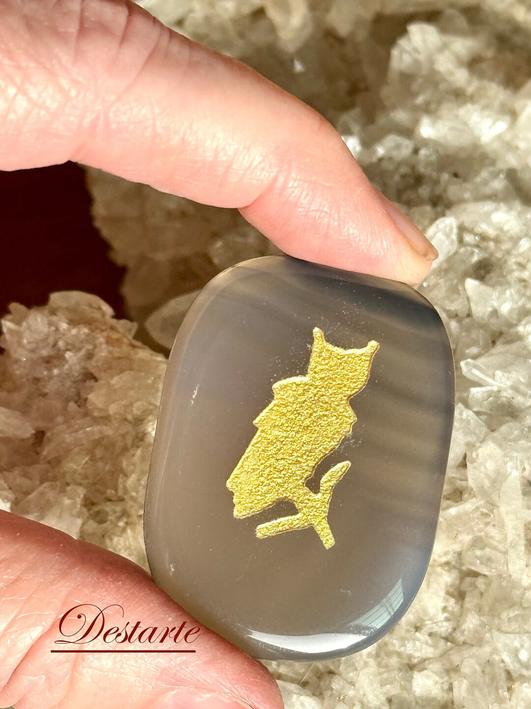 Owl Totem Stone: Engraved Worry Gemstone, Embossed Power Animal Pocket ...