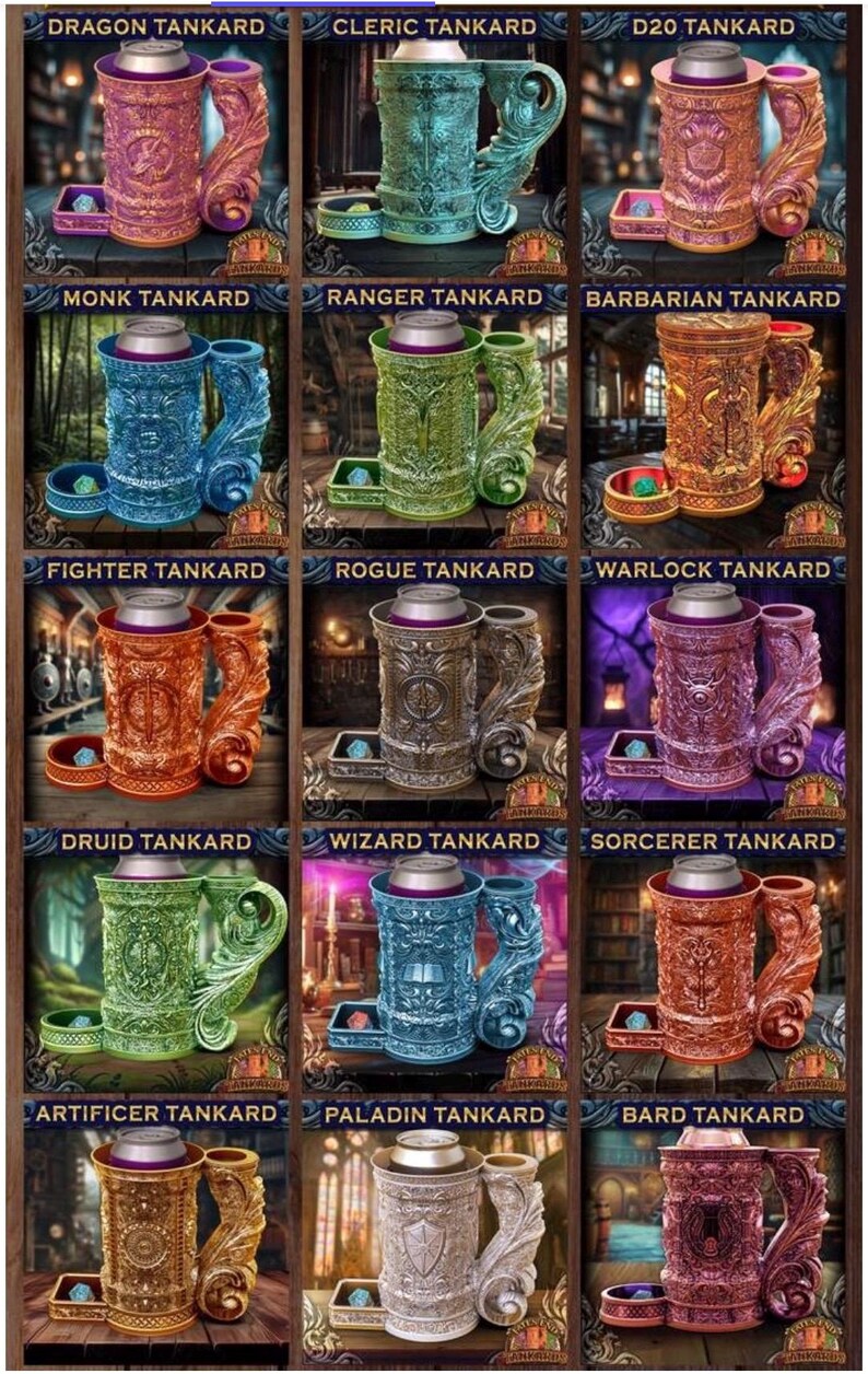 Dice Rolling Class Tankards for Dungeons & Dragons - Fates End - Etsy ...