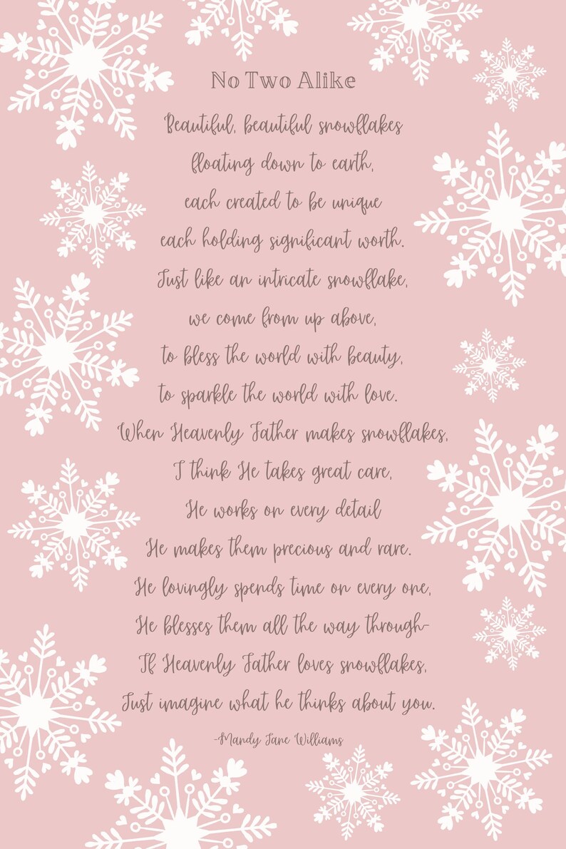 Snowflake Poem Handout "no Two Alike" - Etsy