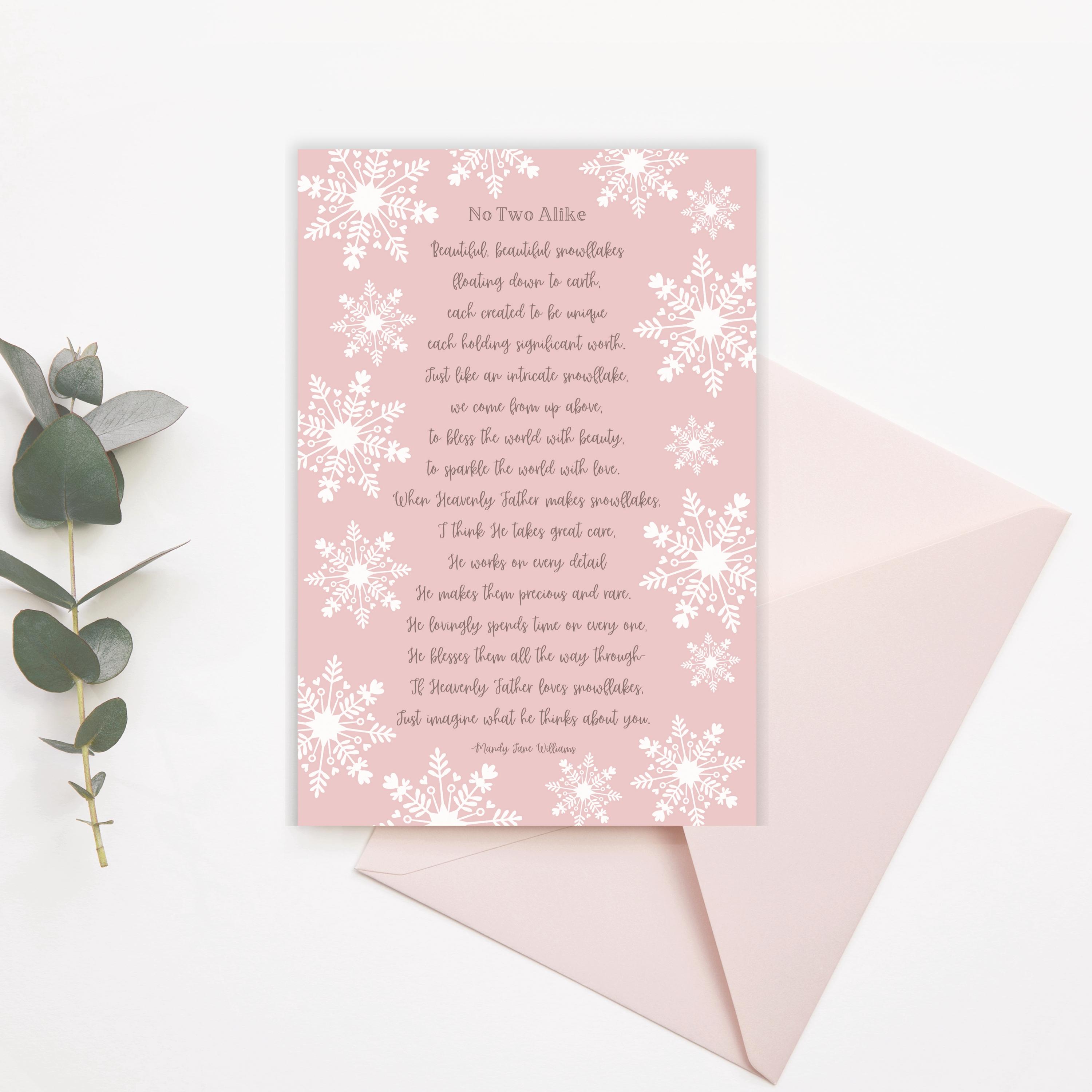 Snowflake Poem Handout "no Two Alike" - Etsy
